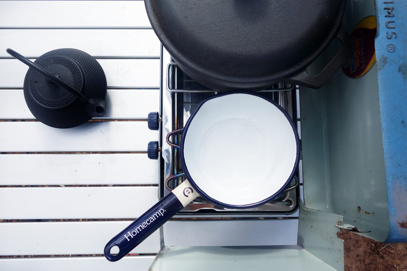 cast iron tea pot homecamp enamel pot retro camping gas burner glamping ...