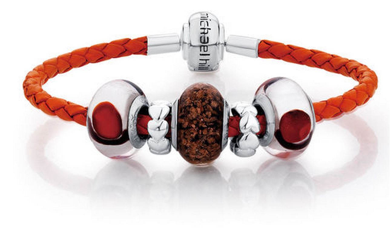 Emma & Roe Orange Leather Glass Charm Bracelet - Couturing.com